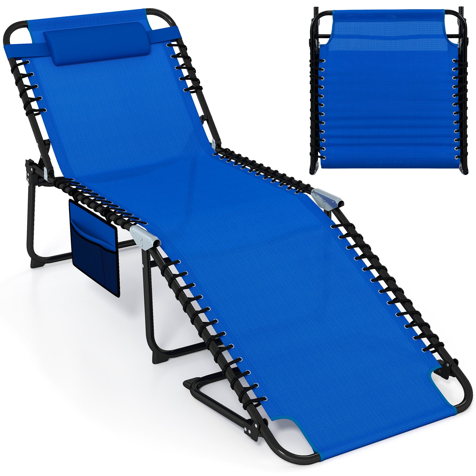 Goplus Extra Large Lounge Chair Outdoor Folding 5-Position Tanning Cha ...