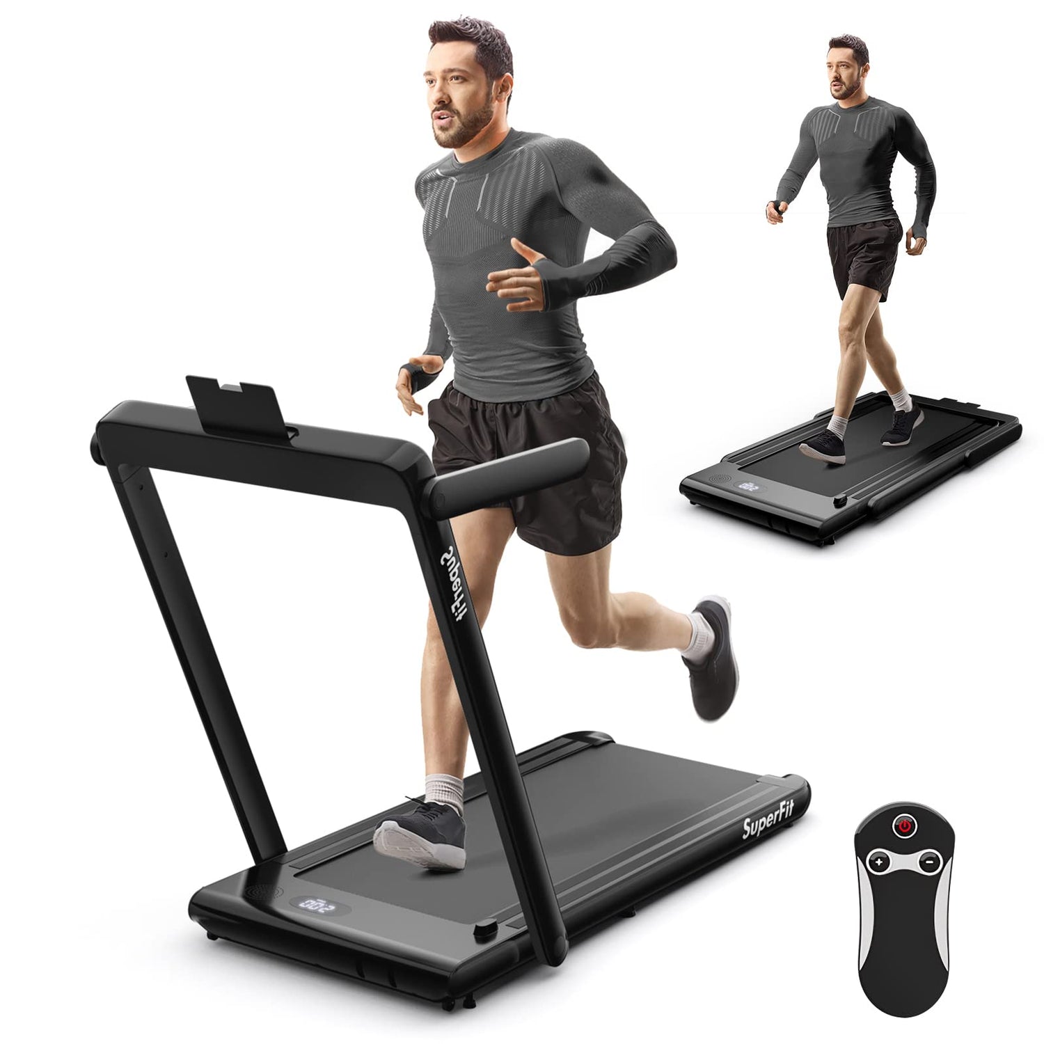 Goplus 2 in 1 Under Desk Treadmill, 2.25HP Superfit Folding Treadmills ...