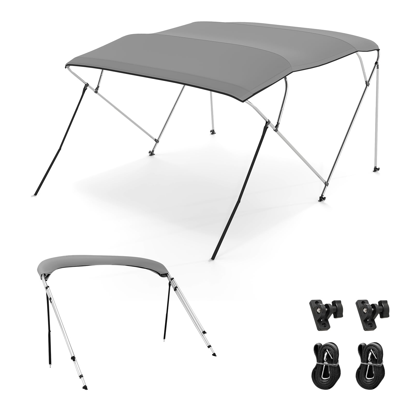 Goplus 4-Bow Bimini Top 600D Waterproof Oxford Fabric & Foldable Boat ...