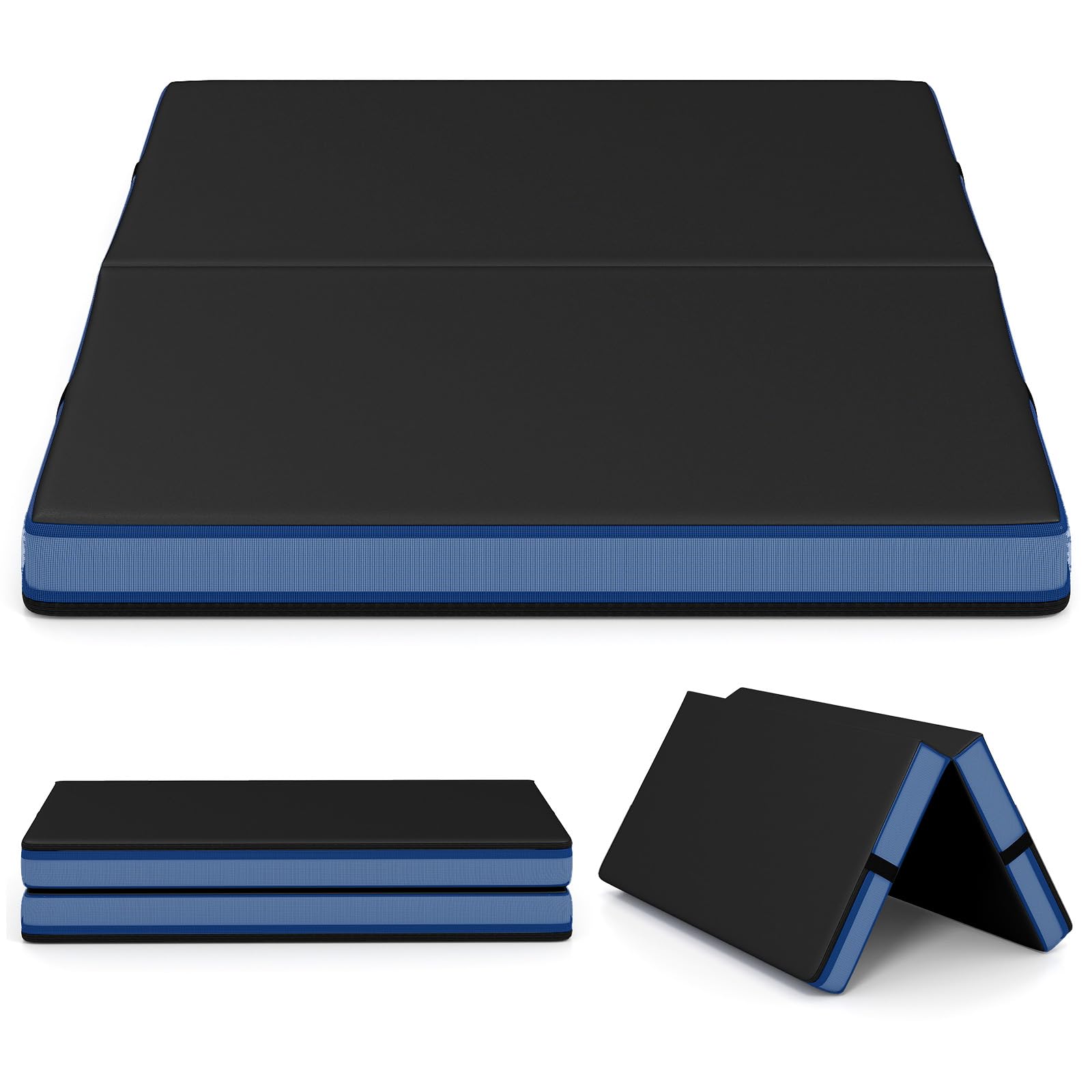 Goplus 4ft x 4ft x 4in Thickened Bi-Fold Fitness Mat with Carrying Han ...
