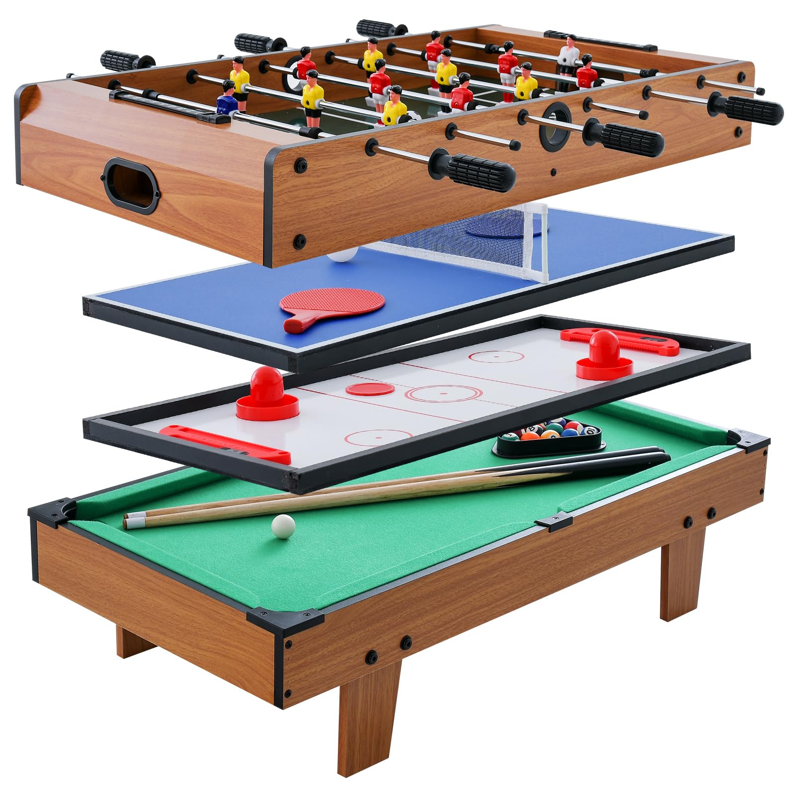 Goplus 4 in 1 Multi Game Table, Combination Game Table Set with Pool B ...