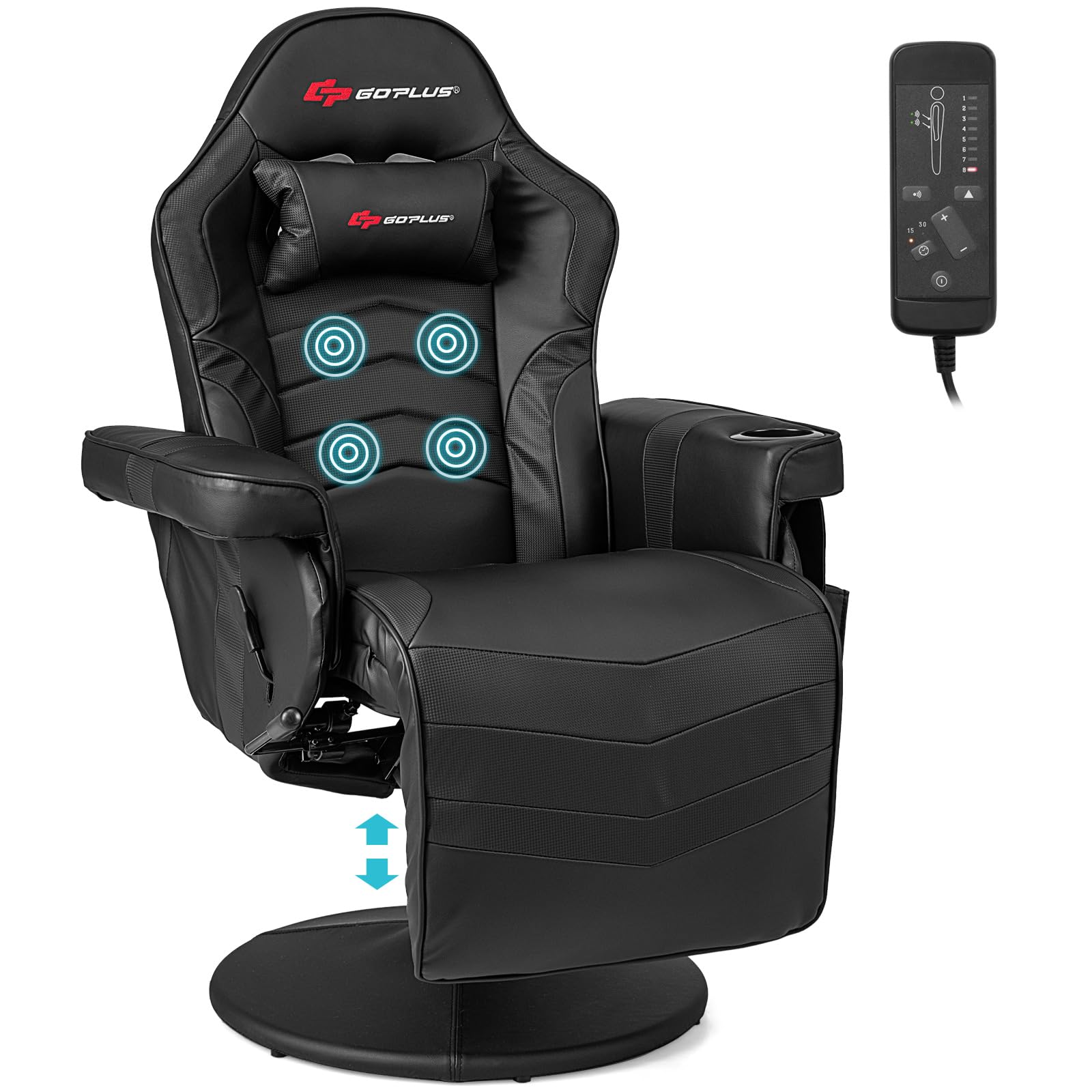 Goplus Gaming Chair, Height Adjustable Massage Video Game Chair with R ...