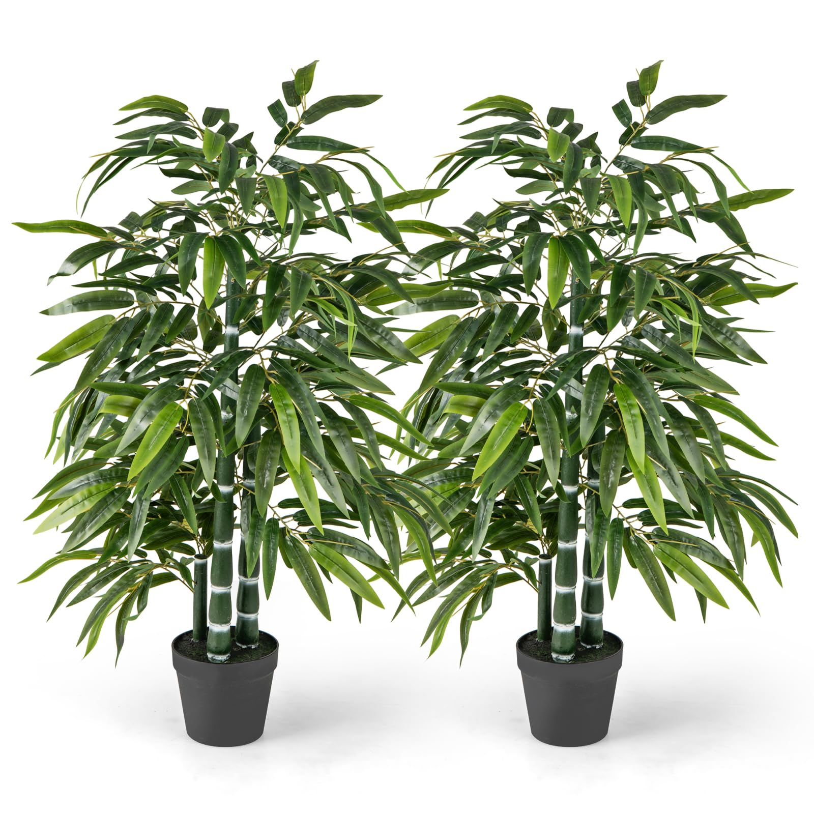 Goplus Artificial Bamboo Tree, 50" Tall Set of 2 Fake Bamboo Plant wit ...