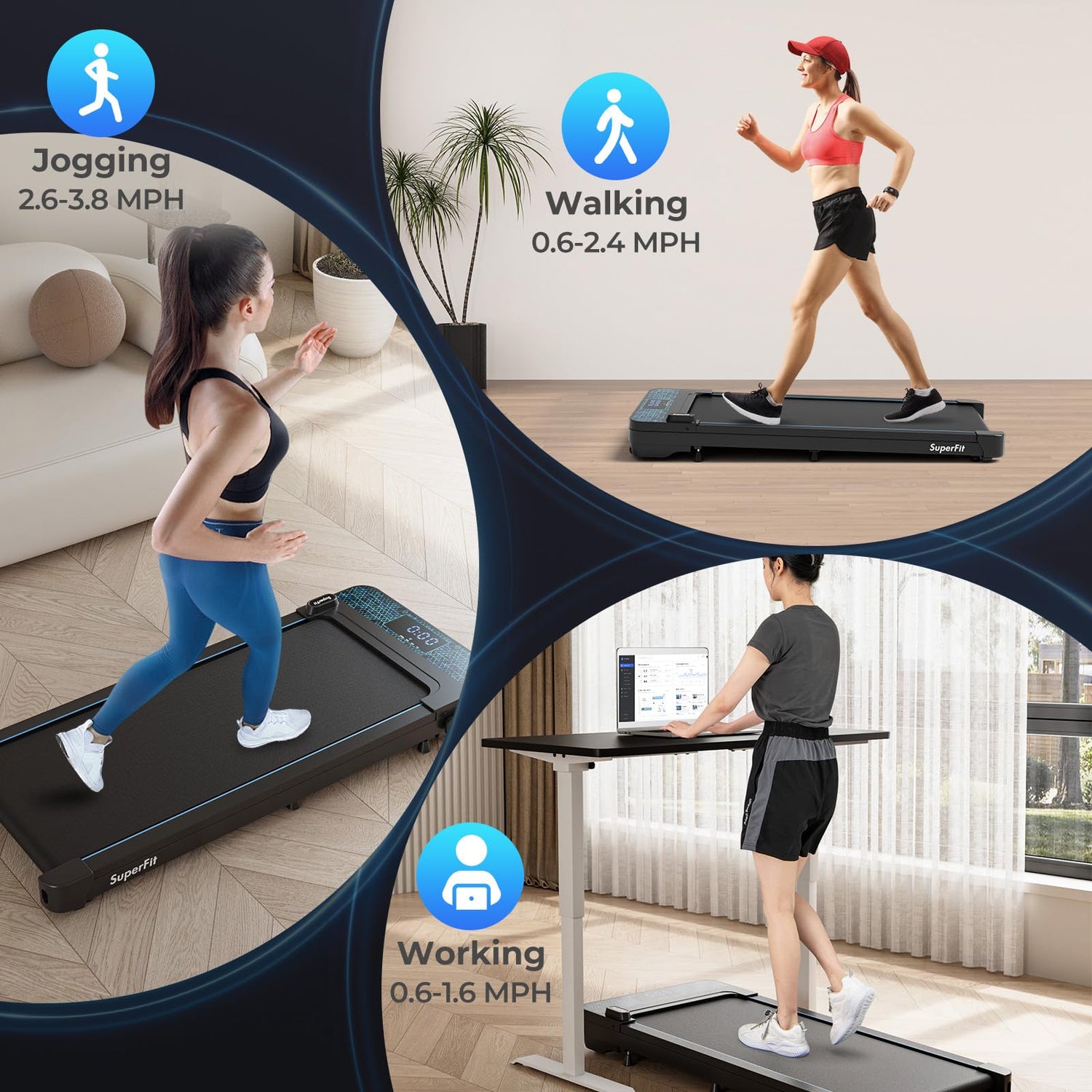 Goplus Walking Pad, 300 LBS Capacity Under Desk Treadmill with Remote ...