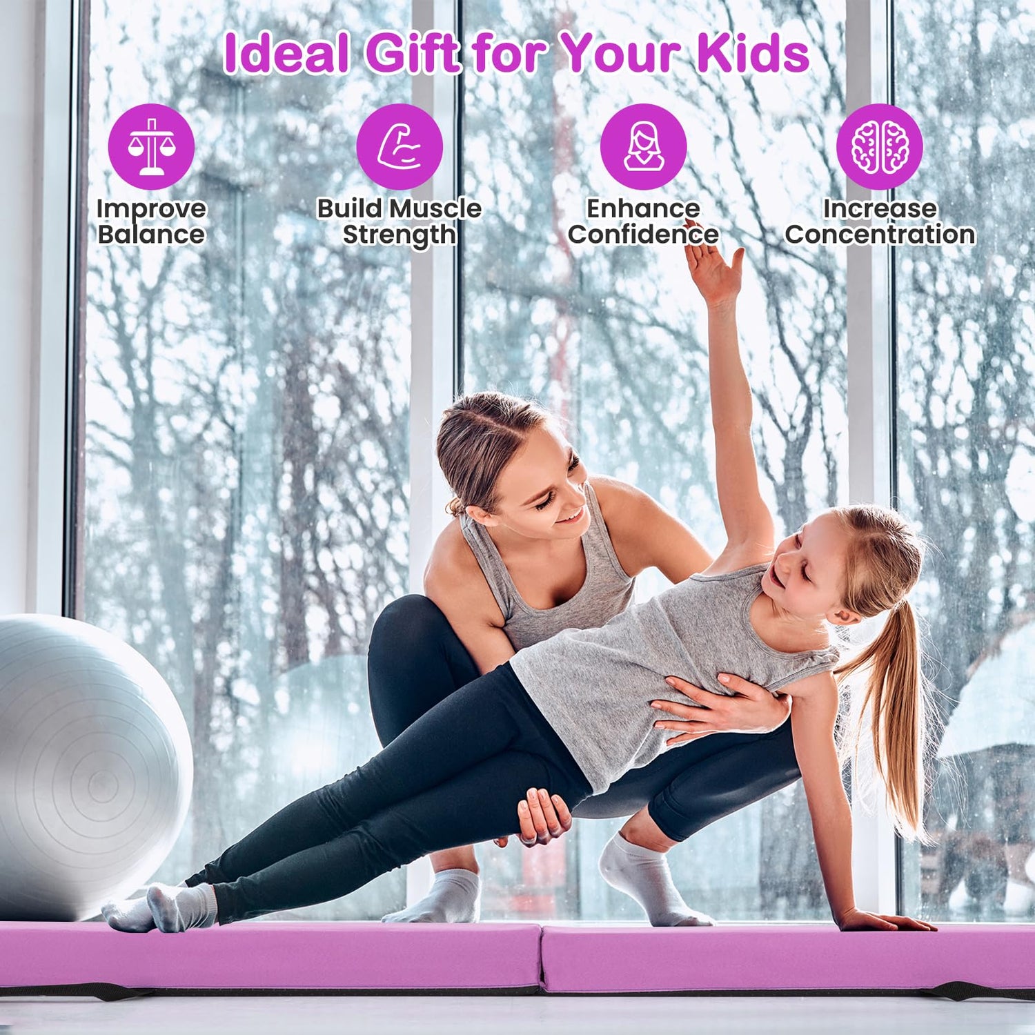 Goplus 7 FT Folding Balance Beam, Foam Floor Gymnastic Beam w/Removabl ...