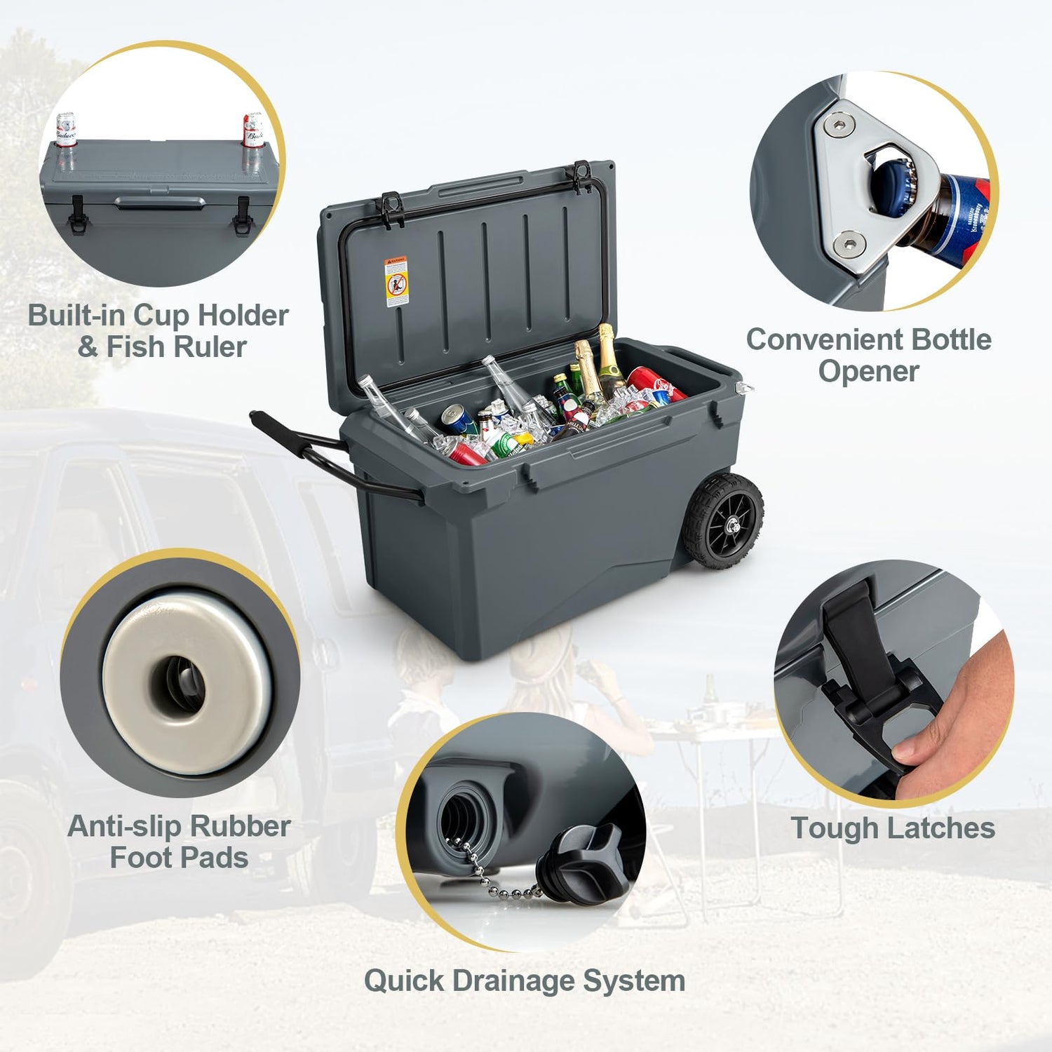 Goplus Cooler, Portable Ice Chest with All-Terrain Wheels – Goplusus.com