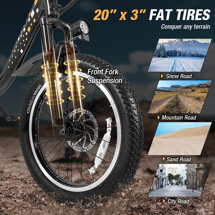 Goplus Electric Bicycle for Adults, Folding Ebike w/20 Fat Tires, 750W ...