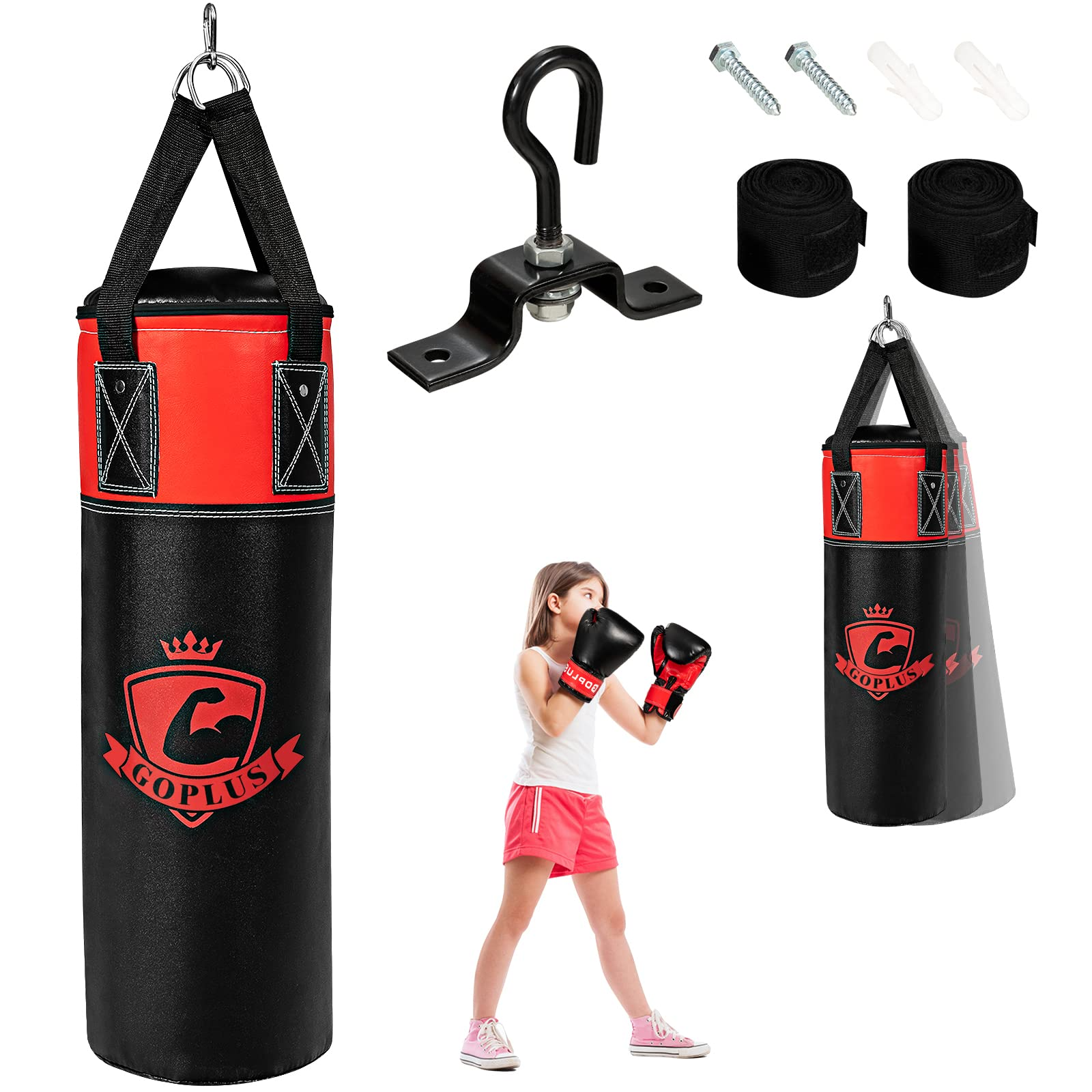 Goplus Punching Bag Set for Kids , Filled Boxing Heavy Bag with Punchi ...