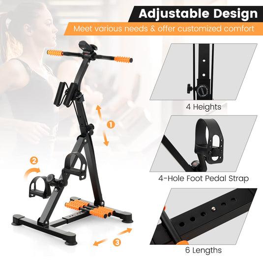 Goplus Pedal Exerciser for Seniors, Adjustable Hand Arm Leg Knee Exerc ...